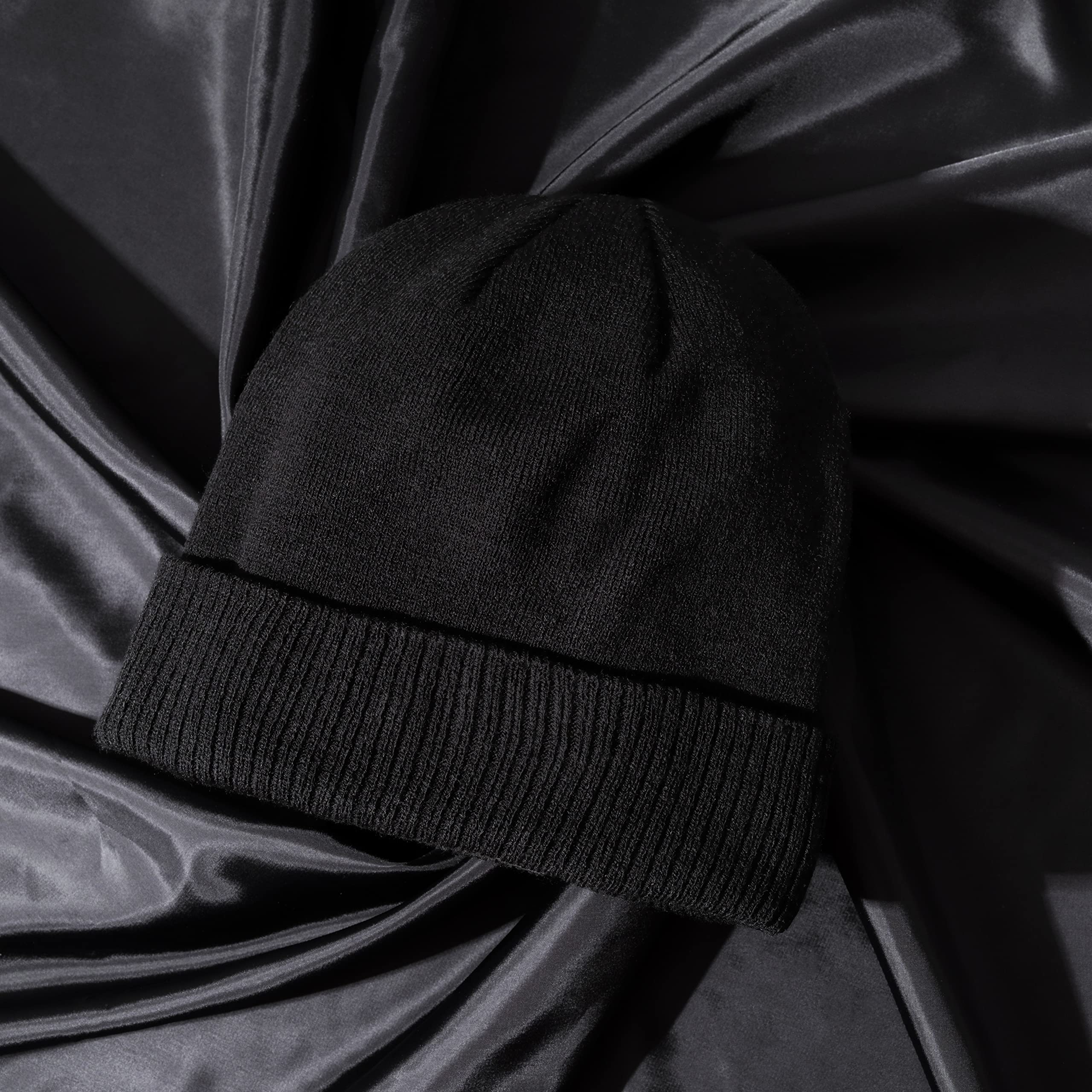 Silk Reine Mulberry Silk Lined Beanie (Unisex) – Black Knitted Hat with Pure Silk Lining – Warm – Soft & Slouchy/Suitable for All Seasons – Giftable Beanie for Men & Women