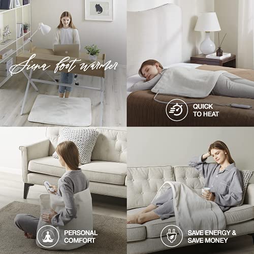 Serta Siena Heating Pad Large Foot Warmer, Soft Sleeve Pocket, Auto Shut Off Multi-Heat Setting Controller, Extra Wide Electric Heated Wrap For Shoulder, Back, Stomach Comfort 35"x20" Ivory
