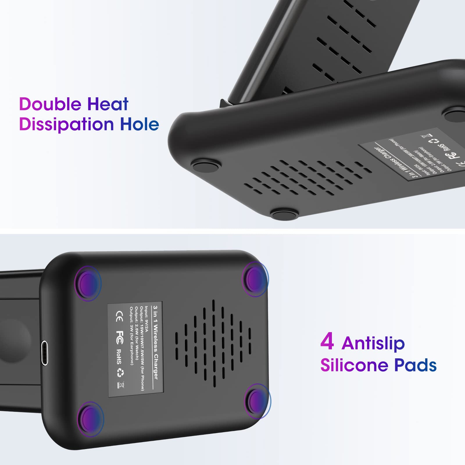 Wireless Charger for Samsung, 3 in 1 Foldable Charging Station/Dock 18W Designed for Samsung S23/S22/S21/Ultra/Plus/S20/S10/S9/Note20/Note10/Z Fold/Flip 4, Galaxy Watch 5/4/3 Active 2, Buds +/Pro/Live