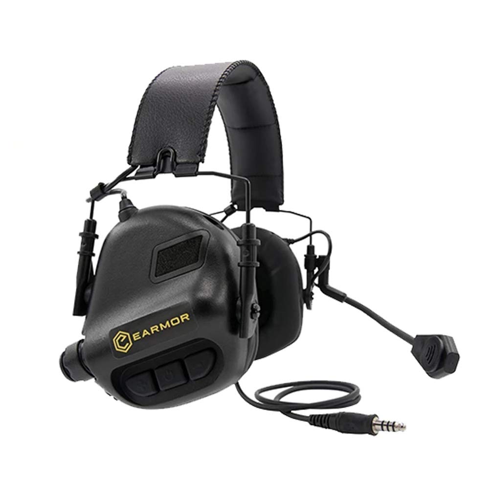 OPSMEN Earmor Airsoft Tactical M32 Headset Noise Canceling Headphones Aviation Communication Softair Earphones Shooting (BK)