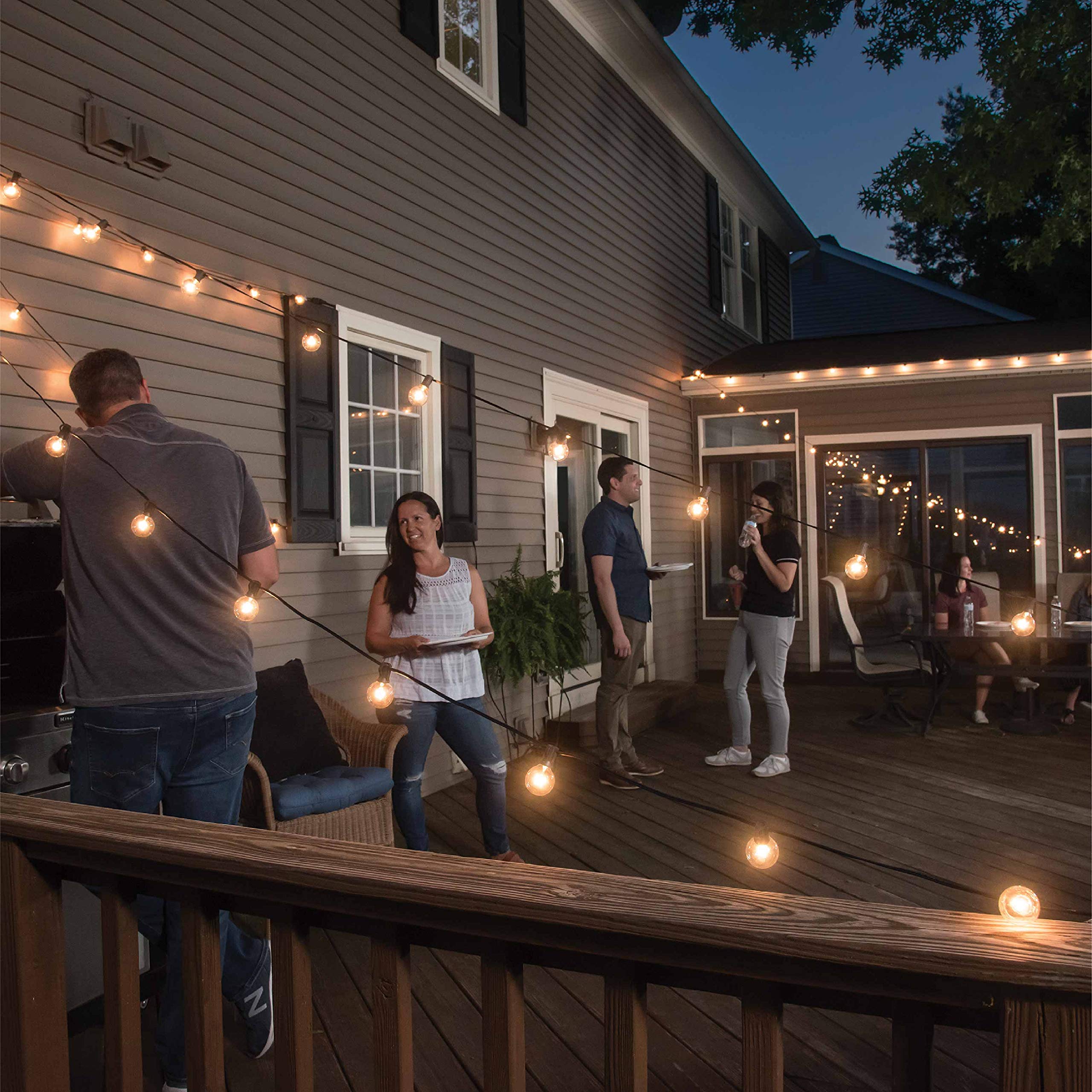 Mr Beams 5W G40 Globe Bulb Incandescent Weatherproof Indoor/Outdoor String Lights, 50 ft, Black