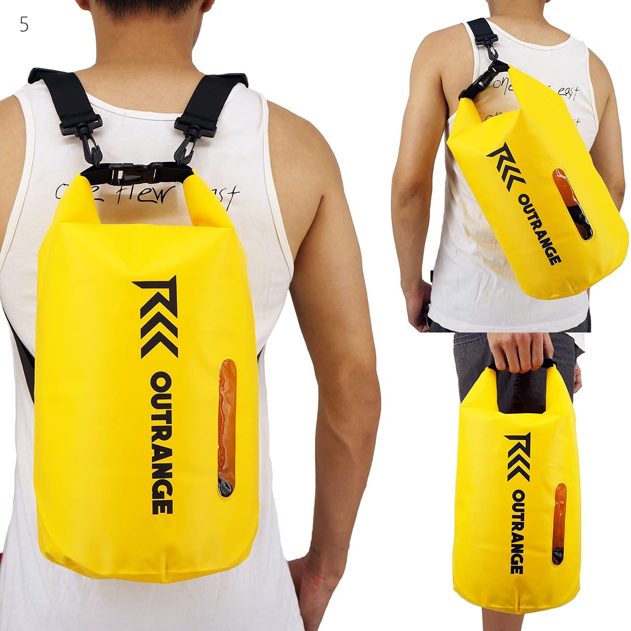 OUTRANGE Waterproof Dry Bag 10L, Roll Top Dry Wet Separated Bag Backpack for Travel, Swimming, Boating, Kayaking, Camping and Beach (Blue)