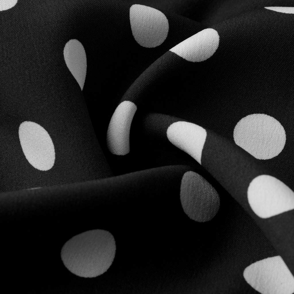 Mikilon Women Casual Boho Summer Maxi Dresses Polka Dot Short Sleeve Swing Dress with Belt