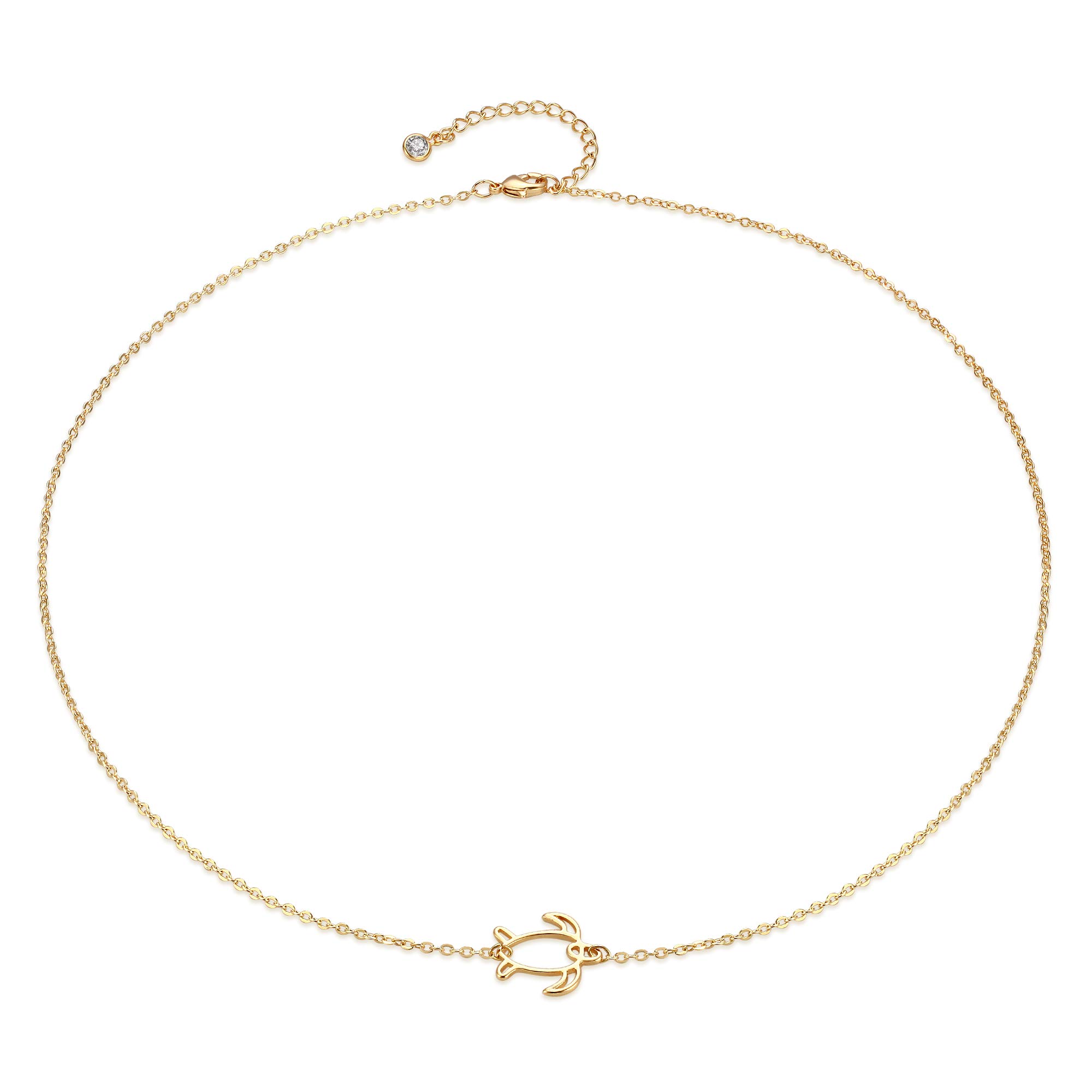 MEVECCO Gold Dainty Turtle Necklace for Women,14K Gold Plated Cute Tiny Boho Sea Tortoise Pendant Necklace