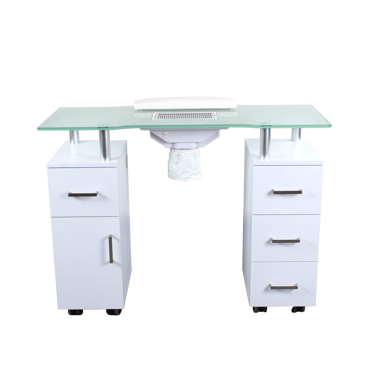Manicure Table GLASS GLOW WHITE Salon Nail Table Salon Furniture & Equipment