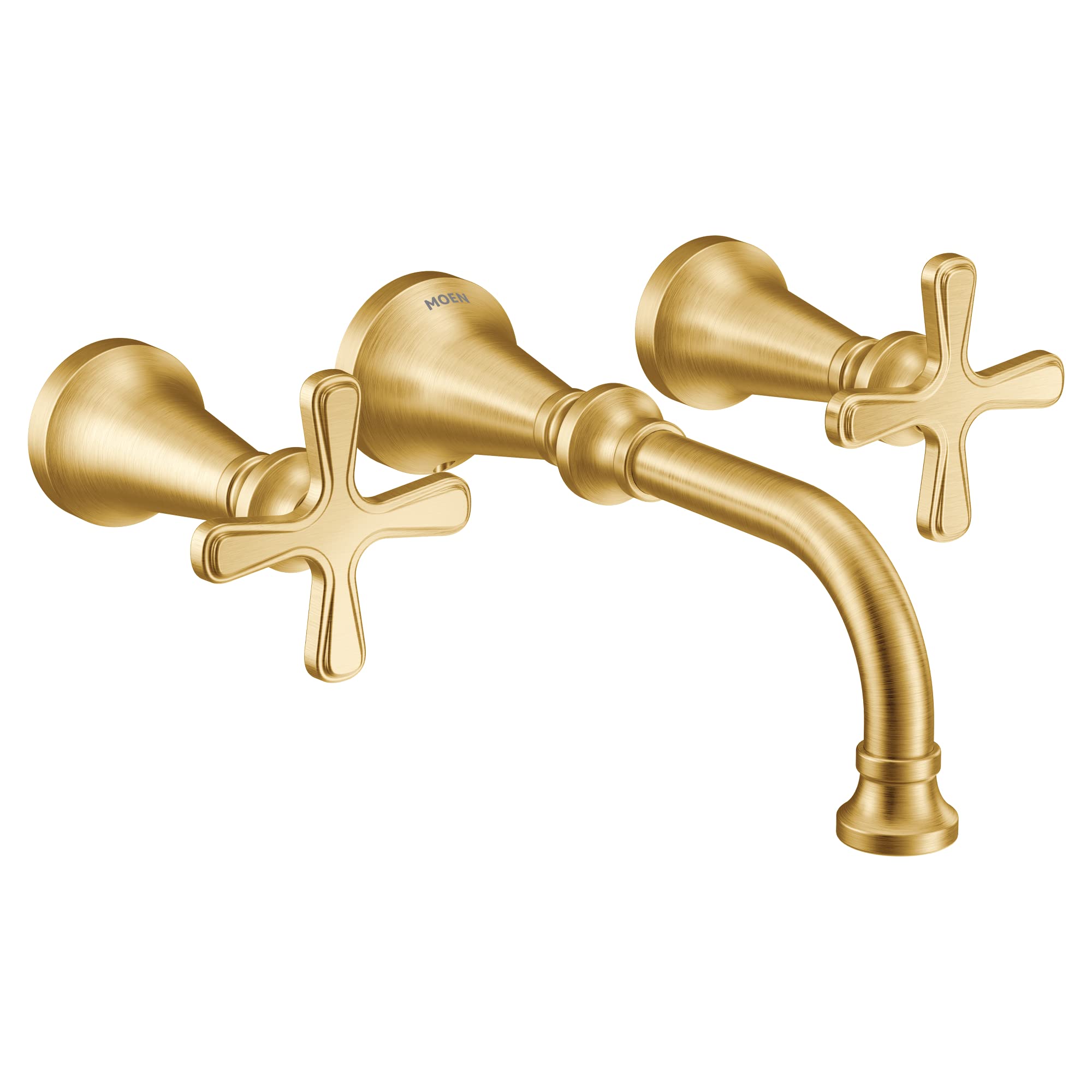 Moen Colinet Brushed Gold Traditional Two-Handle Widespread High-Arc Bathroom Faucet with Cross Handles, Valve Required, TS44103BG