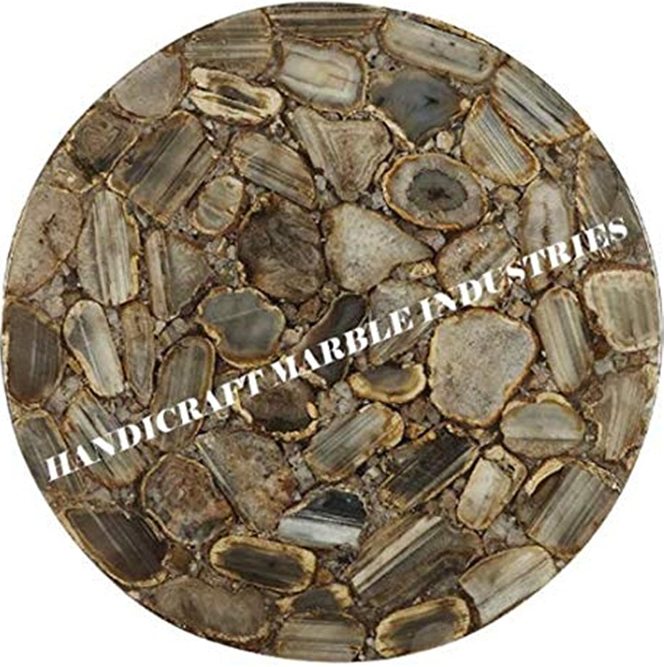 Wild Agate Stone Round 30" x 30" Inch Coffee Table Top, Brown Agate Round Centre Table Top, Agate Stone Round Dining Table Top, Piece Of Conversation, Family HeirLoom