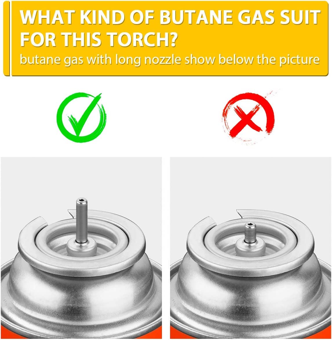 TBTEEK Butane Torch with Fuel Gauge, One-hand Operation Kitchen Torch Lighter with Adjustable Flame for BBQ, Baking, Brulee Creme, Crafts and Soldering(Butane Gas Not Included)