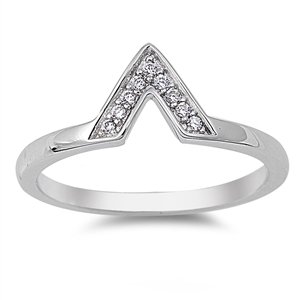 Precious Gem Jewellers Sterling Silver V-Shaped Micropave Cubic Zirconia Ring