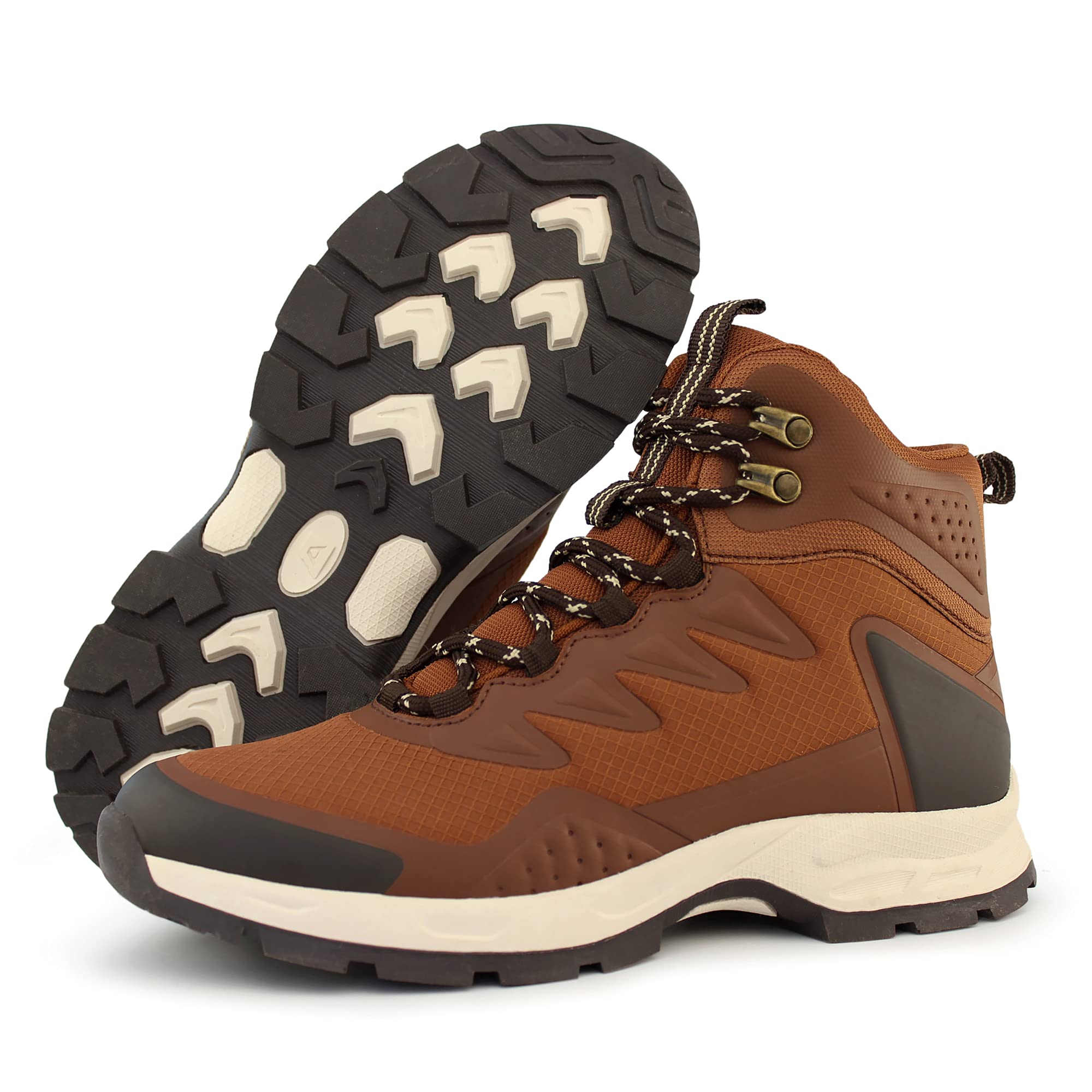 OUTVENTURE Women's Mid Lightweight Outdoor Hiking Boots,Brown PU,9 M US