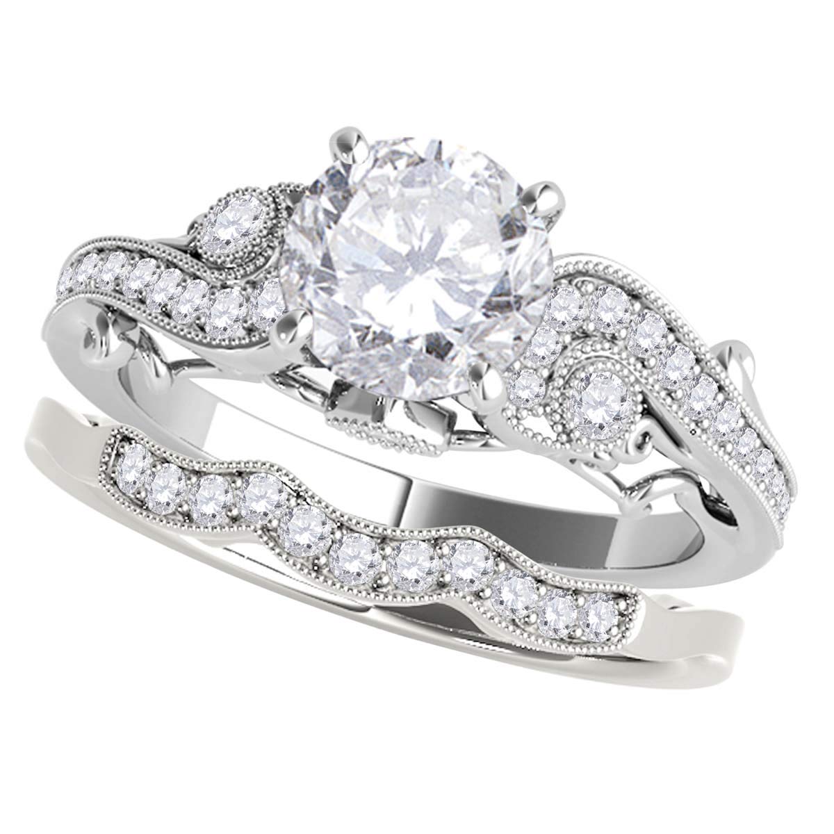 MauliJewels 0.56 Carat Diamond Engagement Bridal Ring prong 14K Solid Rose,White & Yellow Gold