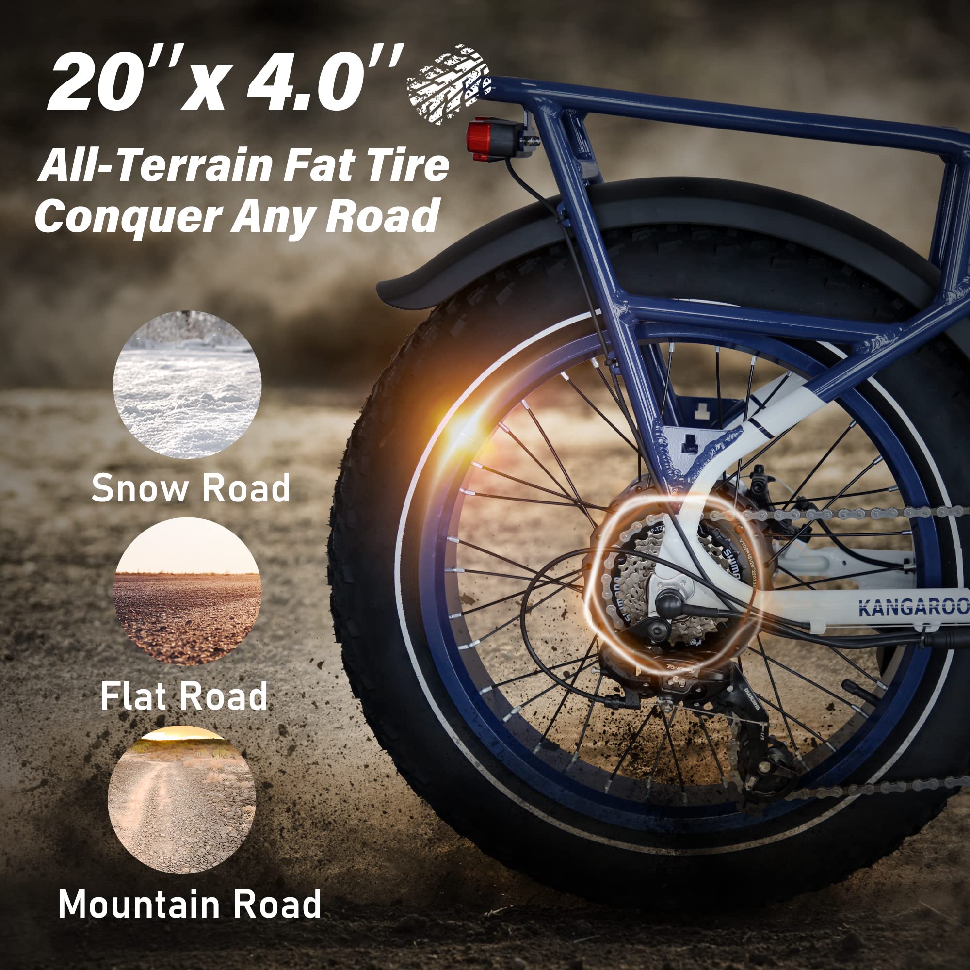 vtuvia Electric Bike 20" x 4.0 Fat Tire Step-Thru Electric Bicycles for Adults, 750w Motor 48v 13Ah Removable Lithium Battery, 28MPH Ebikes Front Suspension Fork