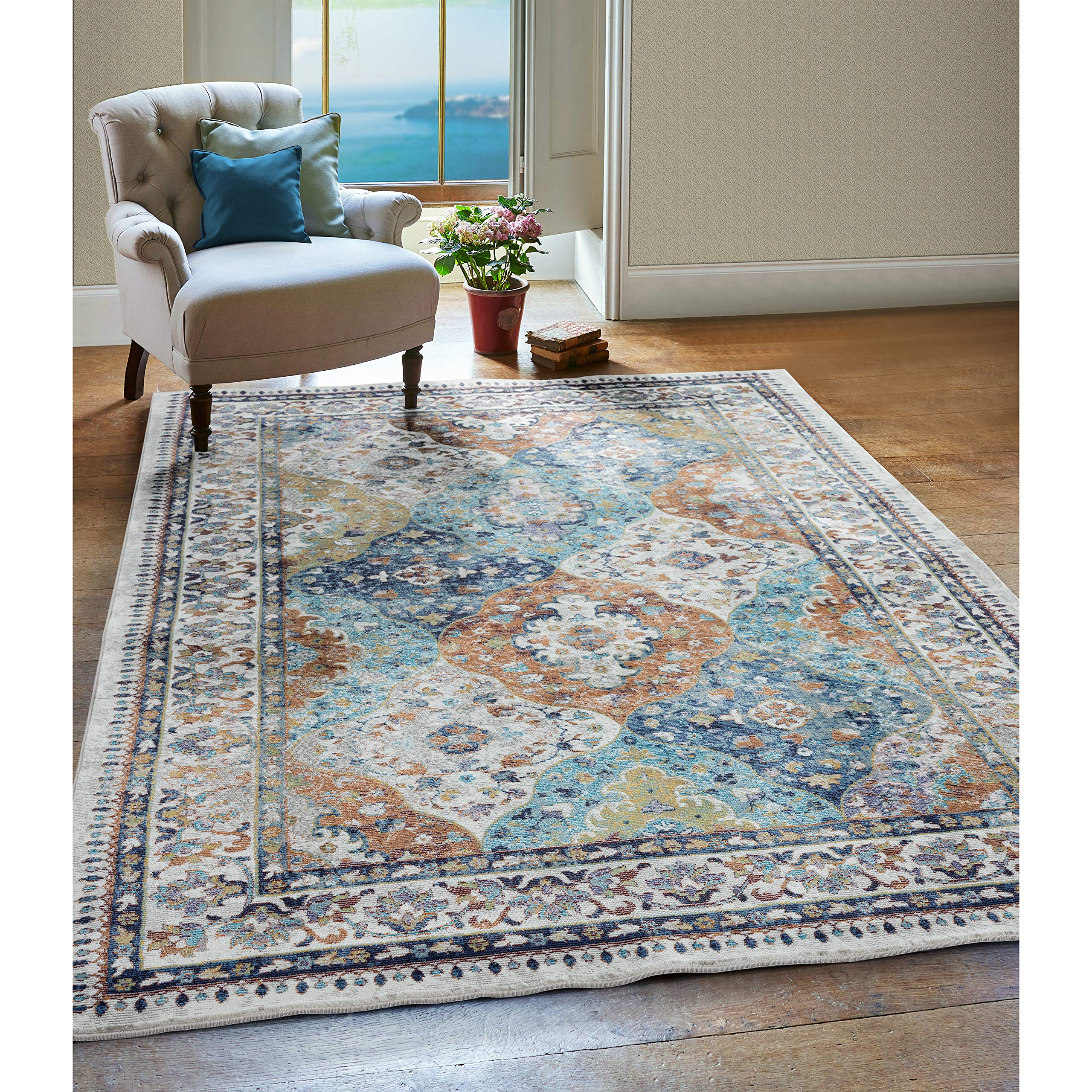 LR Home Bohemian Tabriz Area Rug, 4' x 6', Multi