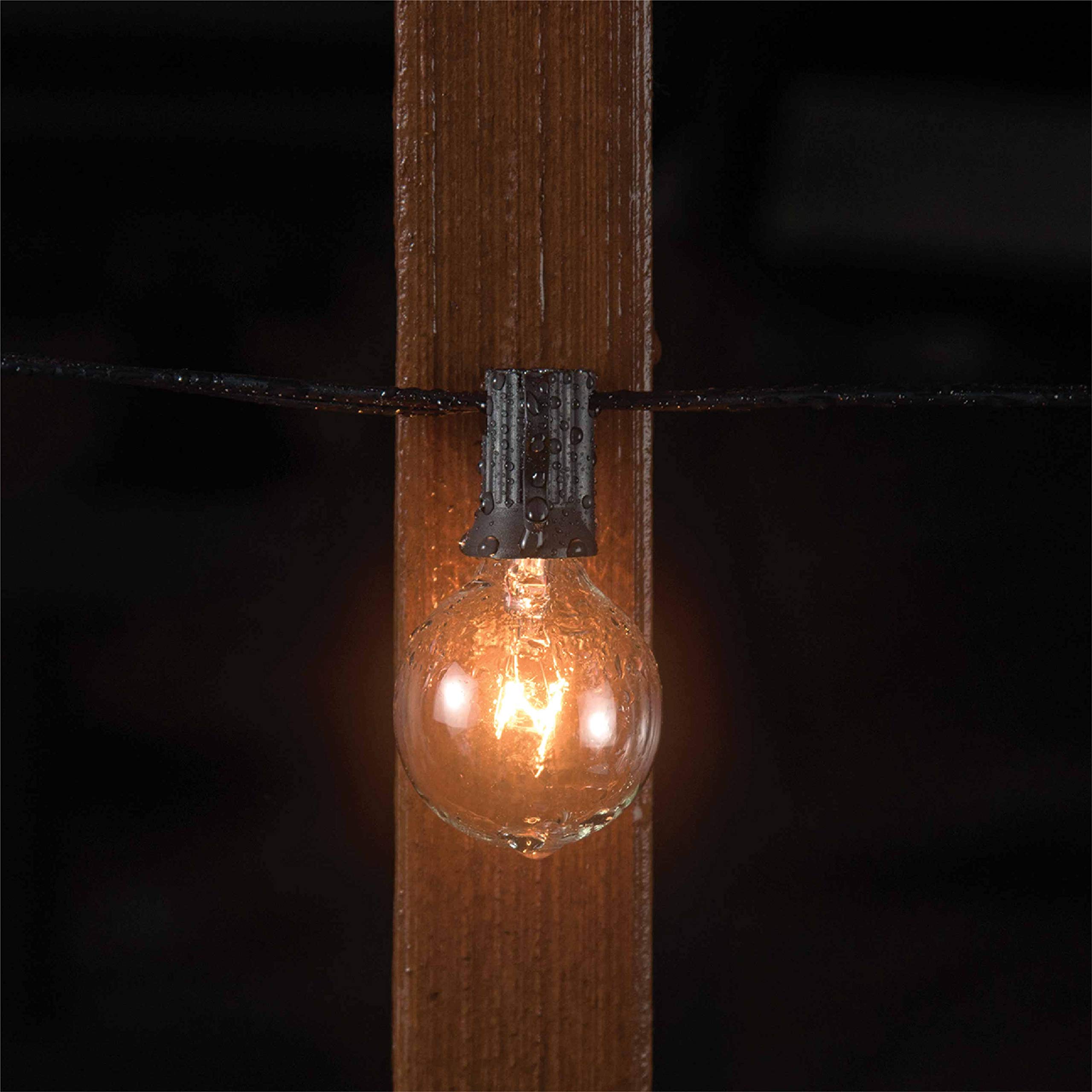 Mr Beams 5W G40 Globe Bulb Incandescent Weatherproof Indoor/Outdoor String Lights, 50 ft, Black