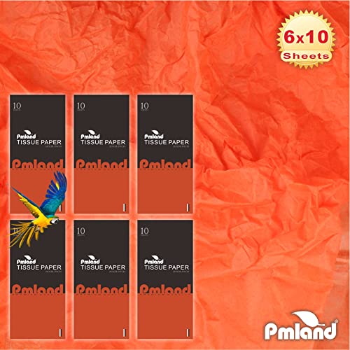 PMLAND Gift Wrapping Tissue Paper - Orange Color - 26 Inches x 20 Inches 60 Sheets