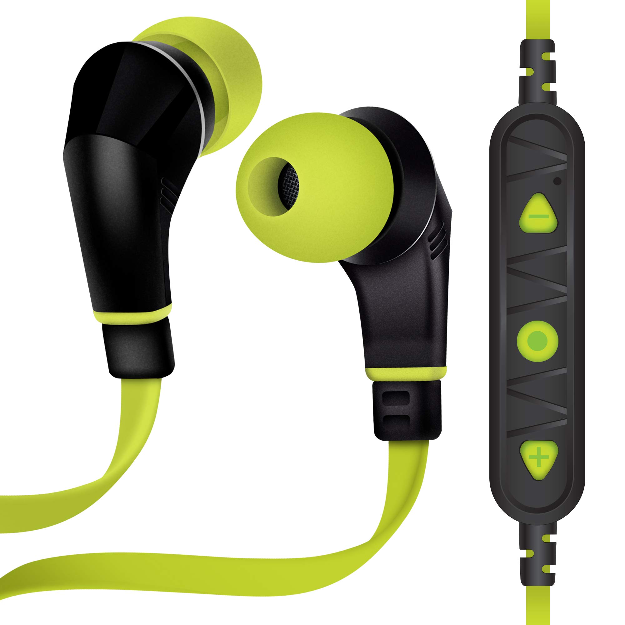 Naztech NX80w BT Wireless Superior Sound Earphones w/Built-in Noise-isolating Mic & Control Button Switch Music & Calls. Sweat Resistant Ear Gels for Running, Gym & Workout (Lime/Green)
