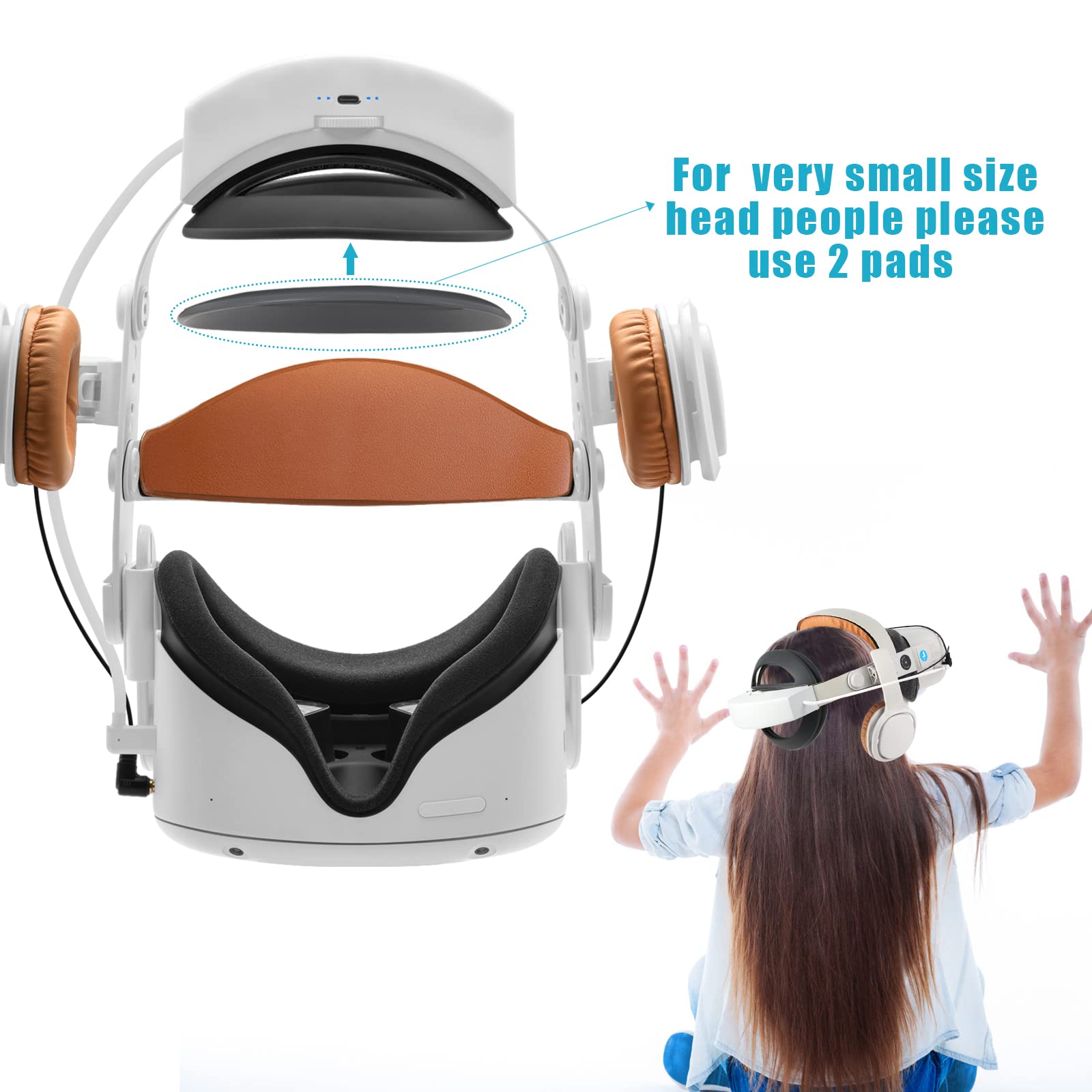 Premium Deluxe All in One Audio and Battery Strap for Meta Quest 2/Oculus Quest 2 - Built in 40mm Driver, 2 Hours More Play Time, Enhanced Comfortability with Forehead and Back Head Pads