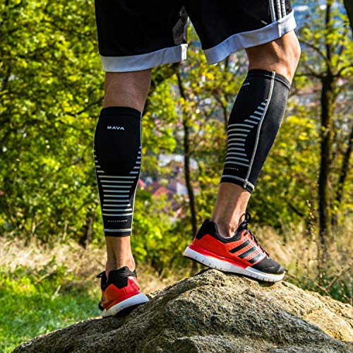 Mava Sports Calf Sleeves Compression (Pair), Leg Compression Calf Sleeve for Runners, for Men & Women, Unisex (Black, X-Large)..