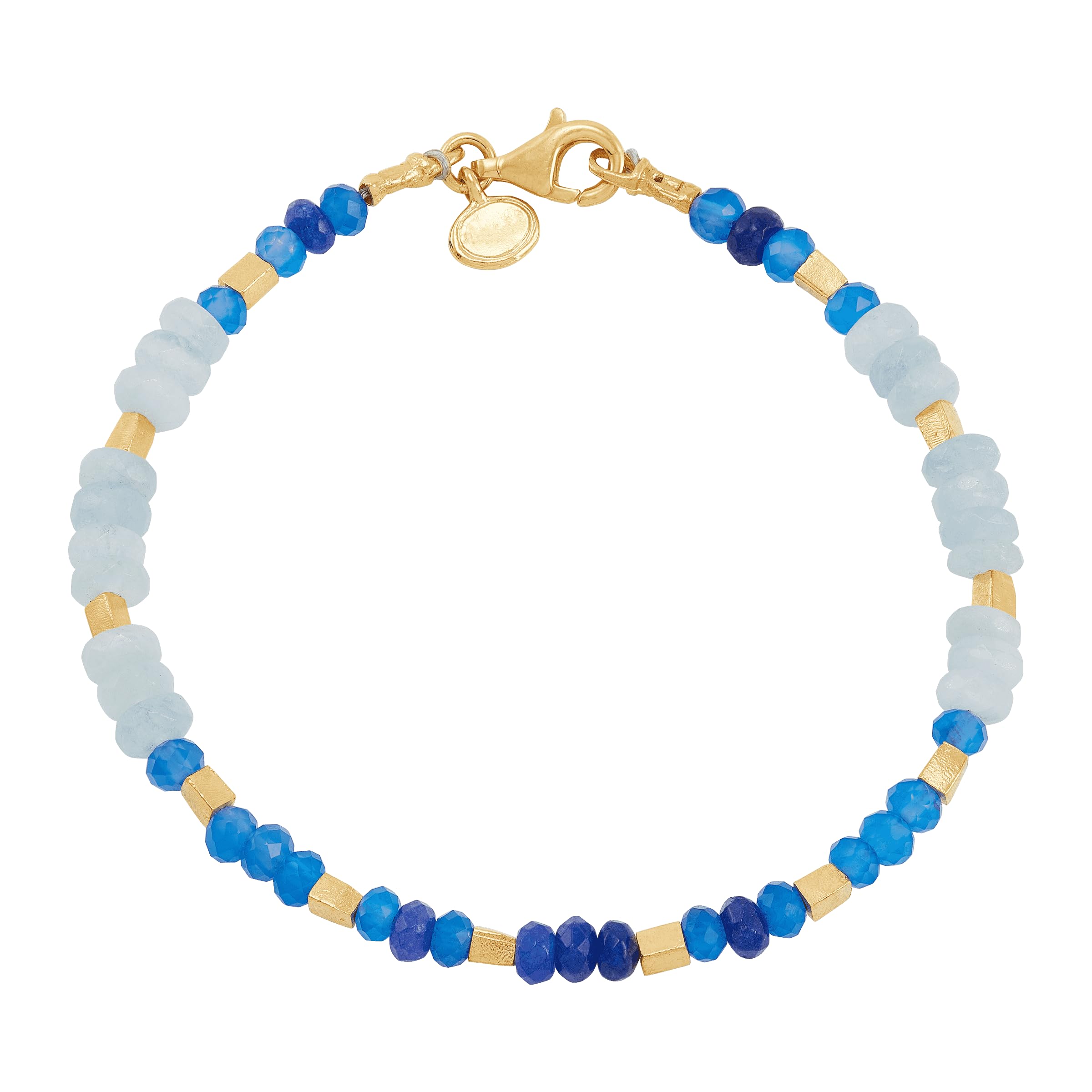 Silpada 'Azure Treasure' Aquamarine, Agate and Jade Bead Bracelet in 14K Yellow Gold-Plated Sterling Silver, 7.5"