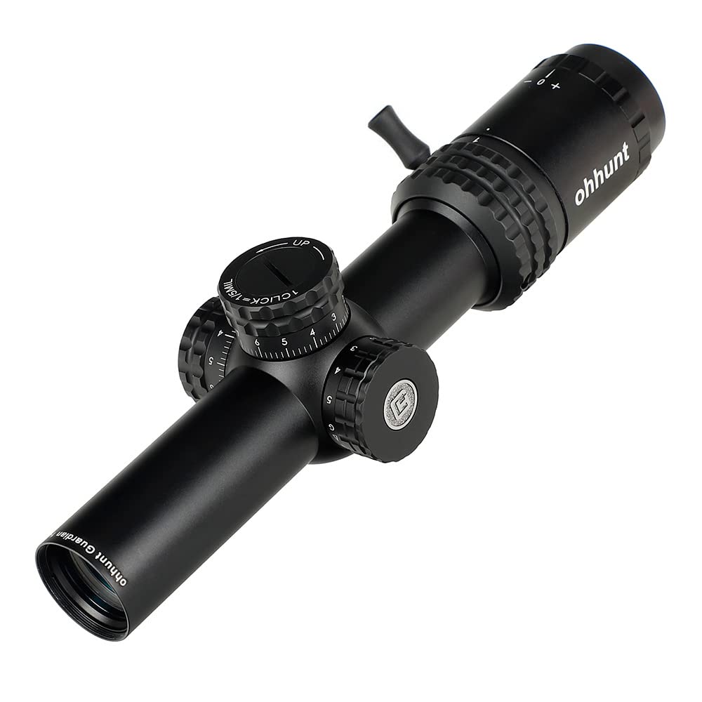 ohhunt Guardian 1-5X24 Compact Hunting Rifle Scopes Second Focal Plane Illumination Reticle Optics,Scope Mount Rings (20mm Scope Rings)