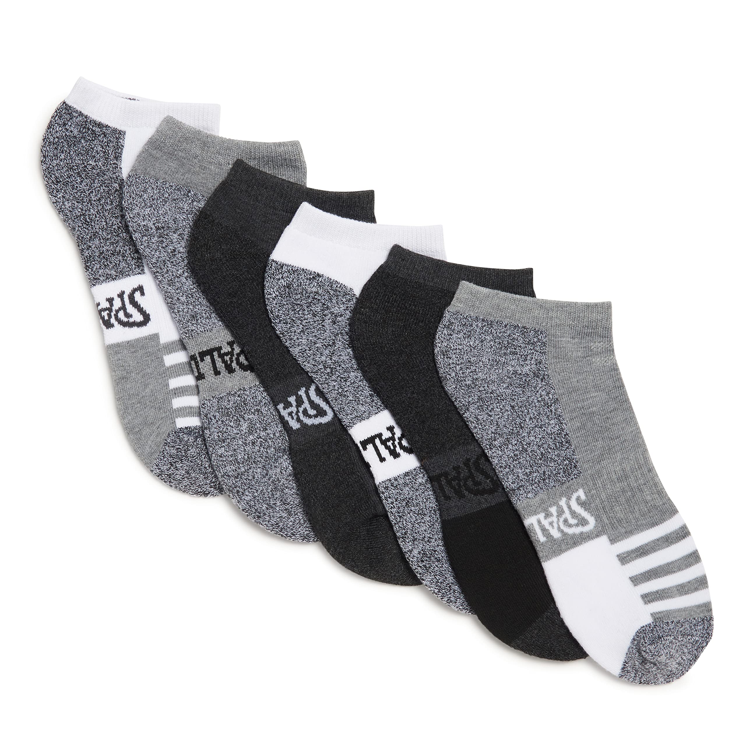 Spalding Men's Fashion Breathable No Show Socks Cushion Heel Size 10-13 - Value Pack - 6 Pairs in pack