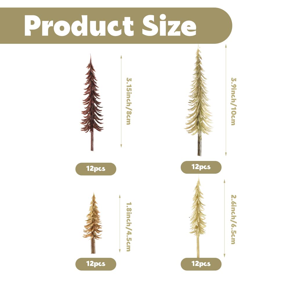 LUEYAO Mini Model Miniature Trees Mixed Train Scenery Architecture Trees Fake Trees for DIY Crafts Building Model Scenery Landscape Brown 1.8-3.9 inch 48 PCS