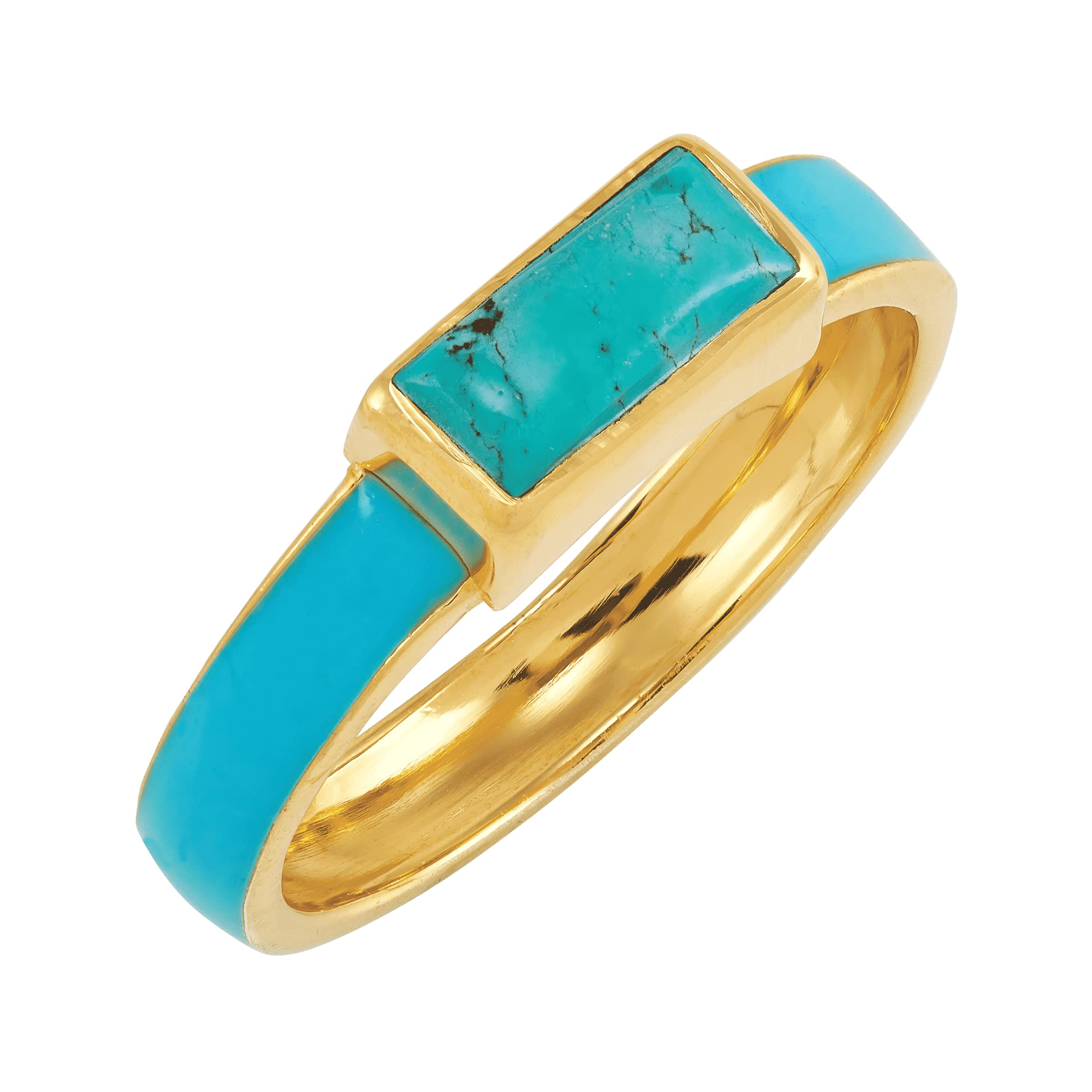 Silpada 'Building Blocks' Turquoise Ring in 18K Yellow Gold-Plated Sterling Silver, Size 11, Size 11