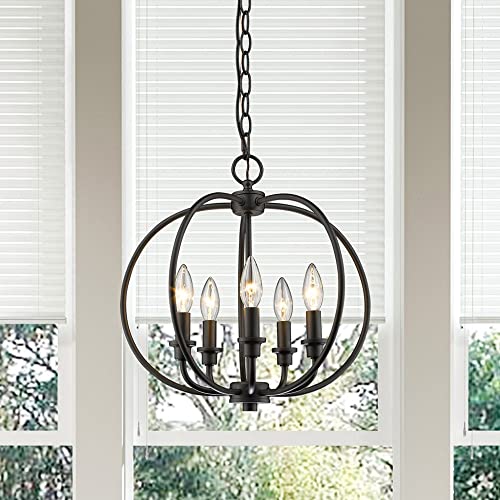 Livex Lighting 4665-07 Milania 5-Light Convertible Hanging Lantern/Ceiling Mount, Bronze