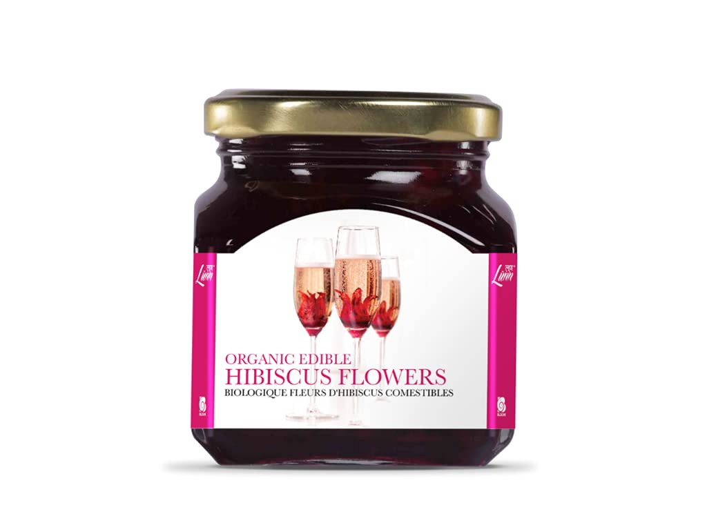 Organic Edible Hibiscus Flowers in Syrup (8 flowers in jar)