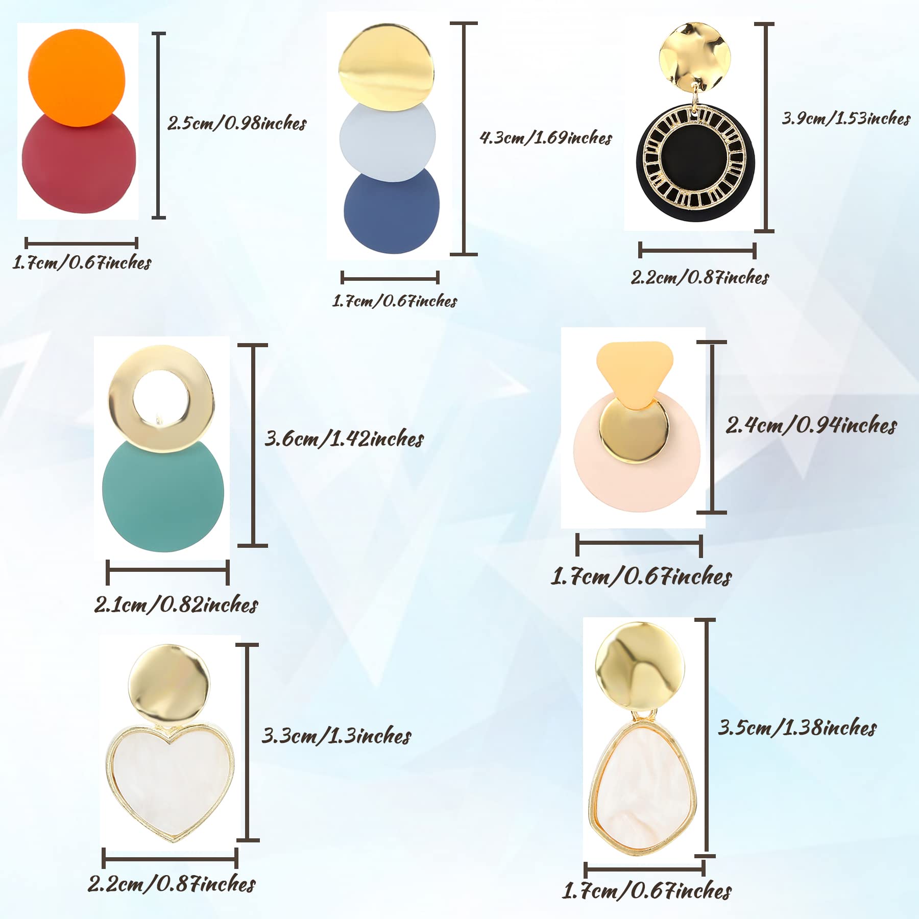 WAINIS 12 Pairs Statement Drop Dangle Earrings for Women Geometric Shell Round Dangle Drop Earrings Fashion Jewelry Gift