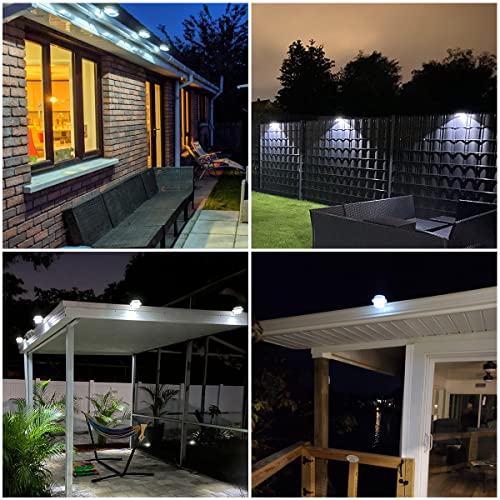 Miyole 6 Pack Solar Powered Gutter Lights Waterproof Outdoor Dusk to Dawn 3 LED Deck Fence Wall Stair Step and Yard Cool White LED Eaves Garden Landscape Pathway
