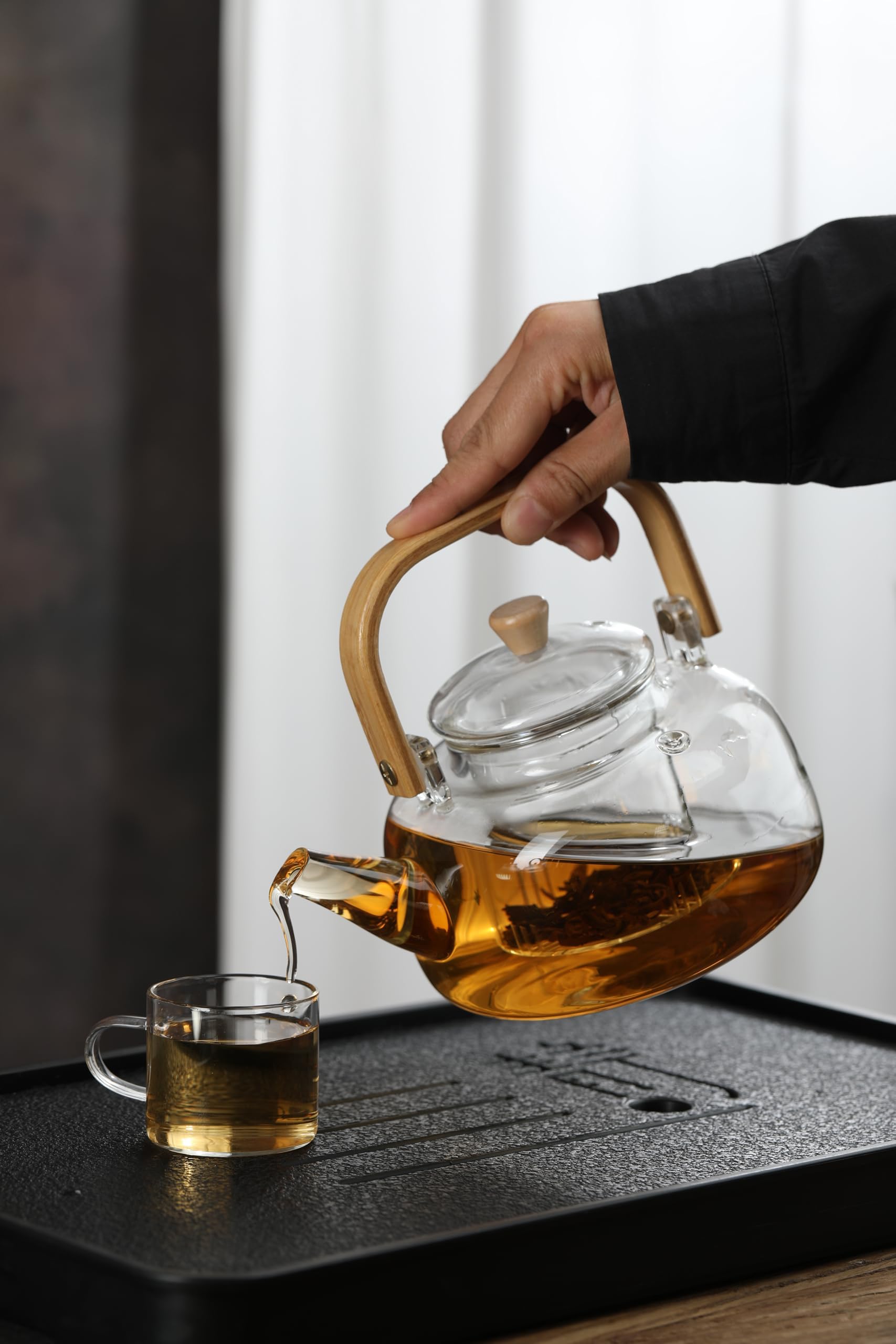 Wlasss Glass Tea Kettle with Removable Infuser,Stovetop Safe, Glass Teapot 1000 ml 33 oz, Tea Pot with Infusers for Loose Tea, Gift for Women and Adult
