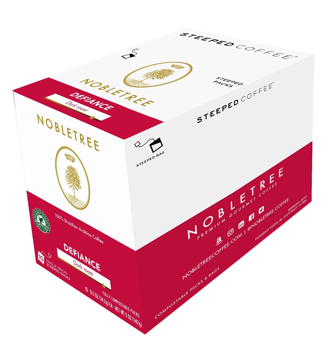 Nobletree Defiance Steeped Single Serve Coffee, Dark Roast - 10 Bags