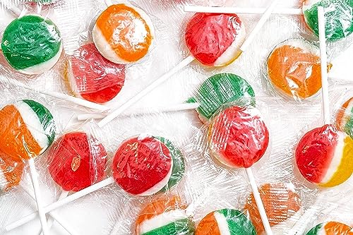 Lollipop Suckers - 3 Pounds - Classic Flat Lollipops Individually Wrapped - Tiger Pops - Candy Lollipops for Kids, Doctors Office - Split Flavor Suckers