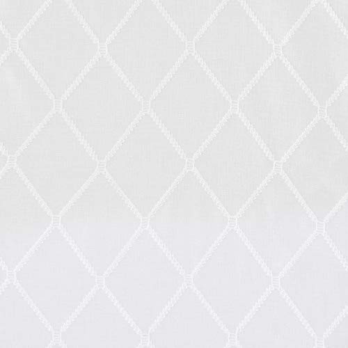 Madison Park Irina Sheer Embroidered Single Curtain For Kitchen, Transitional Fabric Sheers Curtain For Living Room, 1-Panel Pack, 50x84", White/Grey