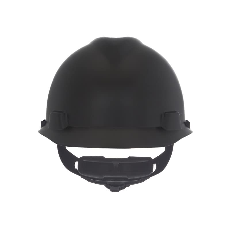 MSA 10203092 V-Gard Cap Style Safety Hard Hat with Fas-Trac III Ratchet Suspension | Polyethylene Shell, Superior Impact Protection, Self Adjusting Crown Straps - Standard Size in Matte Black