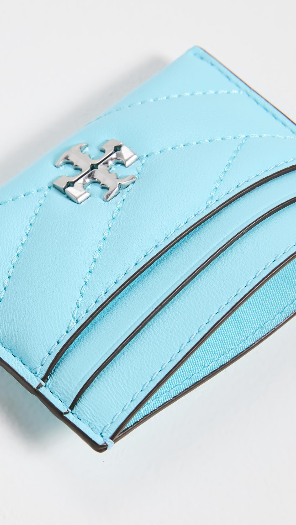 Tory Burch Women's Kira Chevron Card Case, Light Celeste, Blue, One Size