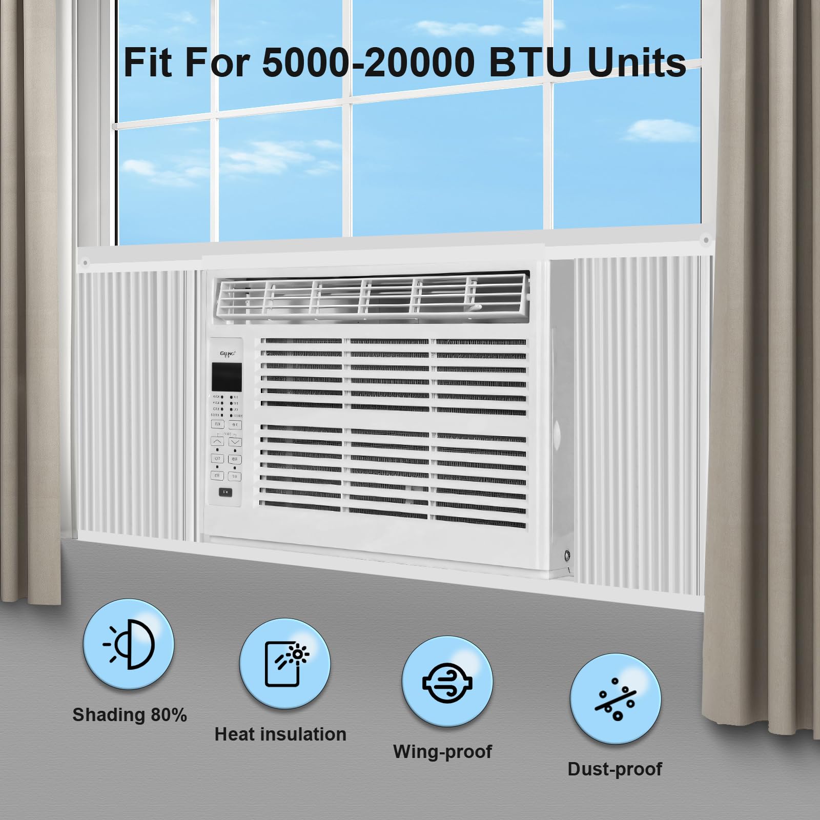 Window Air Conditioner Side Panels, Window Ac Side Panels, Fits Up to 17" H x 10" W, Window Air Conditioner Installation Kit, Pack of 2, White