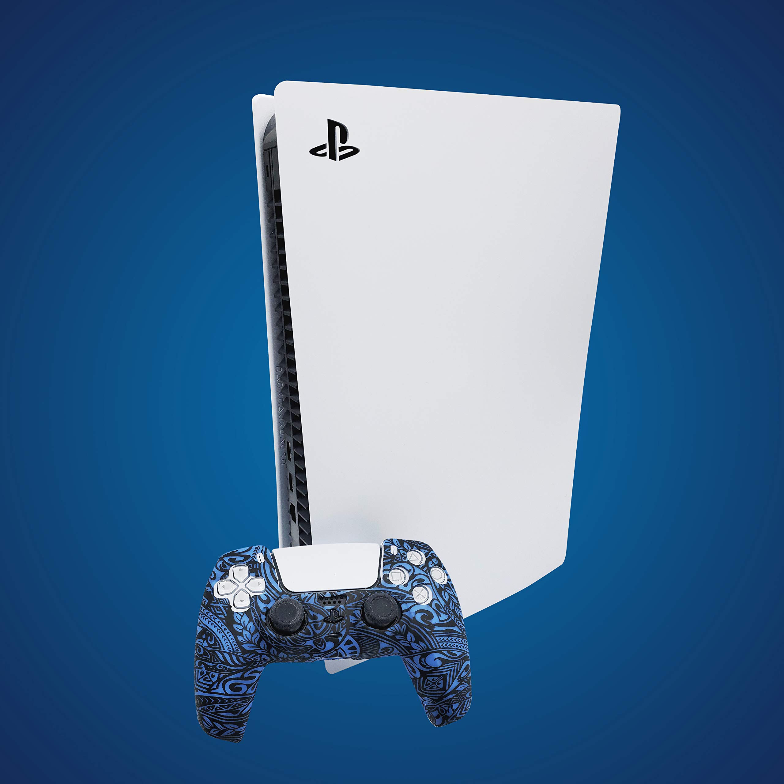 PS5 Silicone Gel Grip Controller Cover Skin Protector (Blue Flowers) Compatible for Sony PlayStation 5 DualSense Wireless Controller Protector Covers