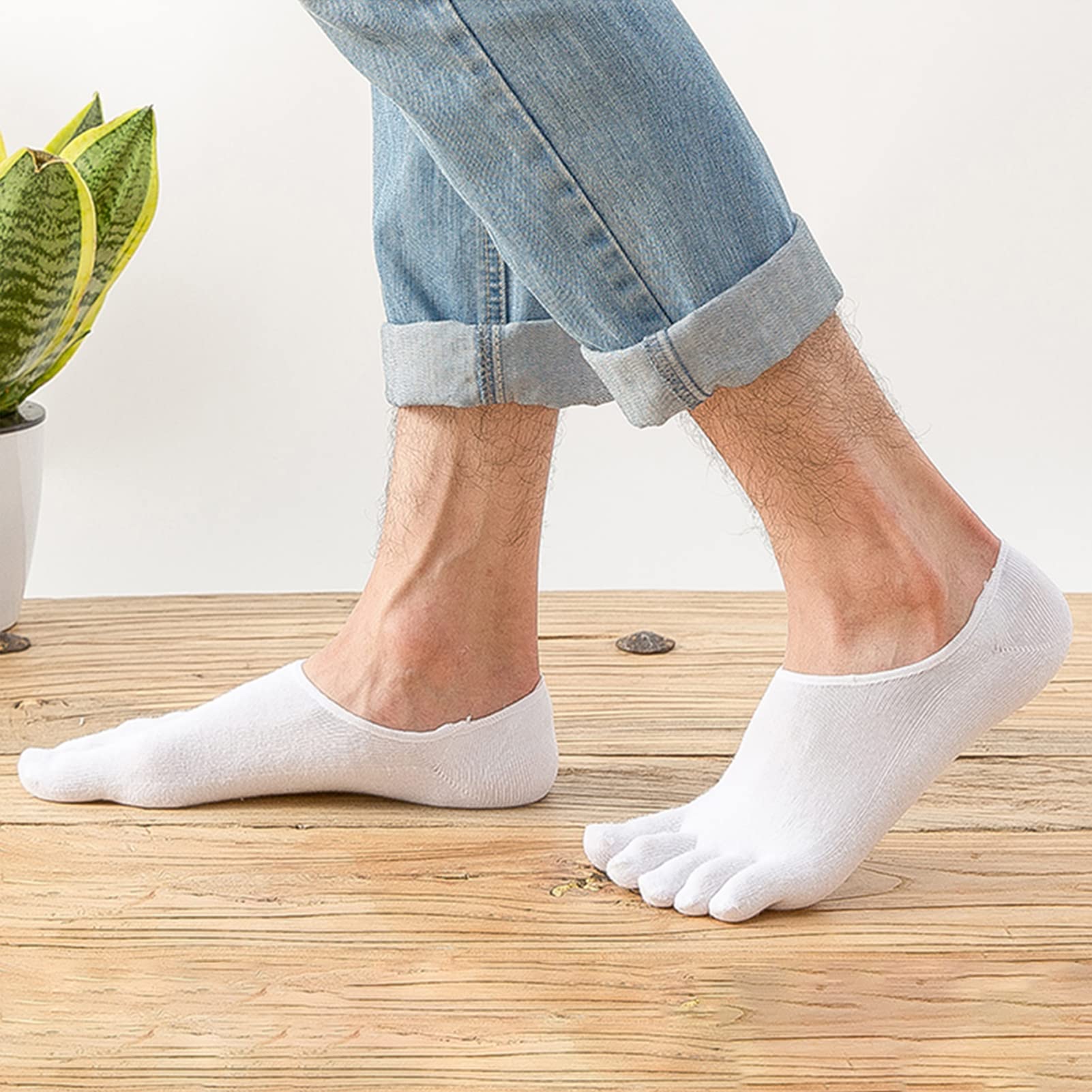 Meaiguo Toe Socks No Show Running Five Finger Socks for Men Women 4 Pairs