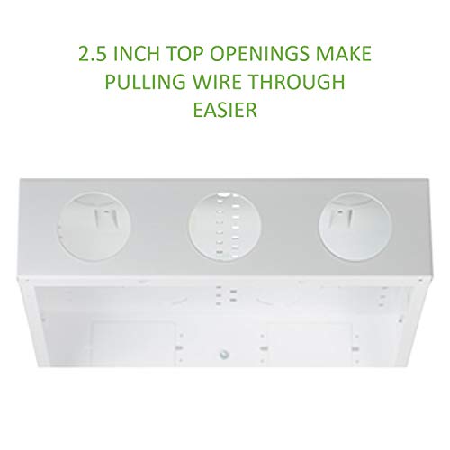 Legrand - OnQ 28 Inch Media Enclosure, 20 Gauge Media Box, Cable Wall Cover with 2.5 Inch Openings to Pull Wires Through, Recessed Media Box Includes Cover Mounting Hardware, White, EN2800