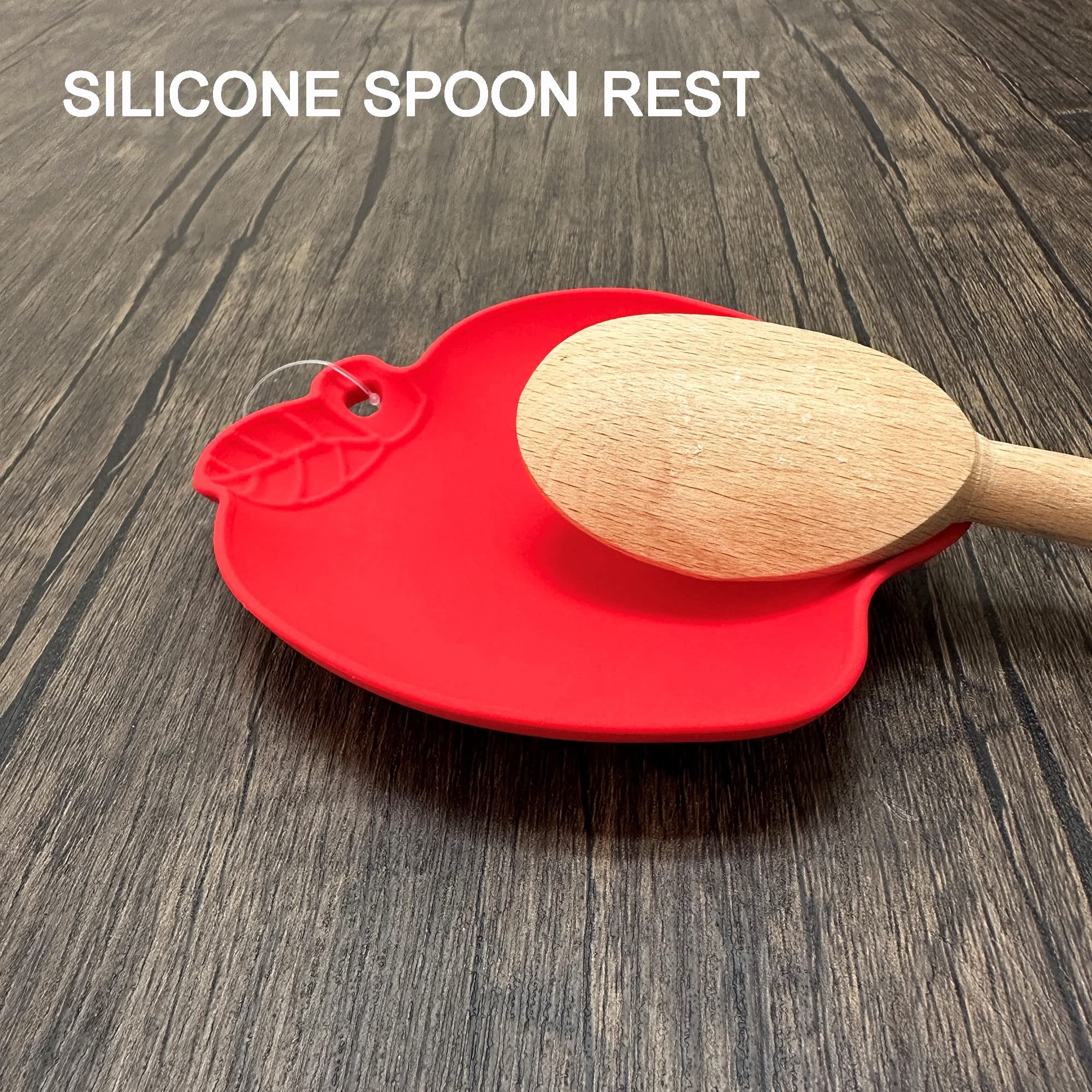 UPware Apple Shaped Spoon Rest Anti-Slip Durable Reusable Silicone Spoon Holder Kitchen Utensil Holders for Kitchen Counter Dining Table