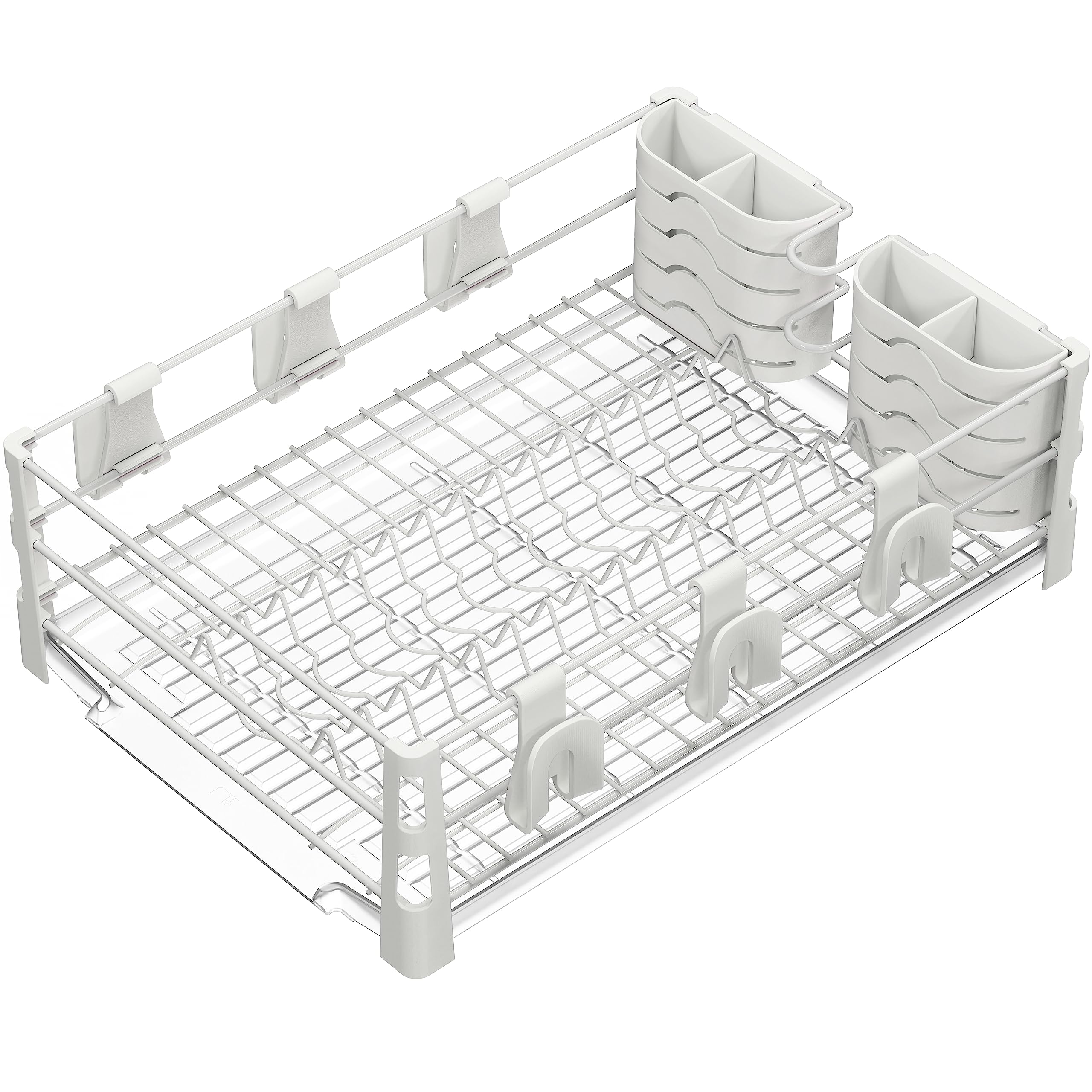 Simple Houseware Dish Rack with Drainers, Mug Holder and Utensil Holder, White