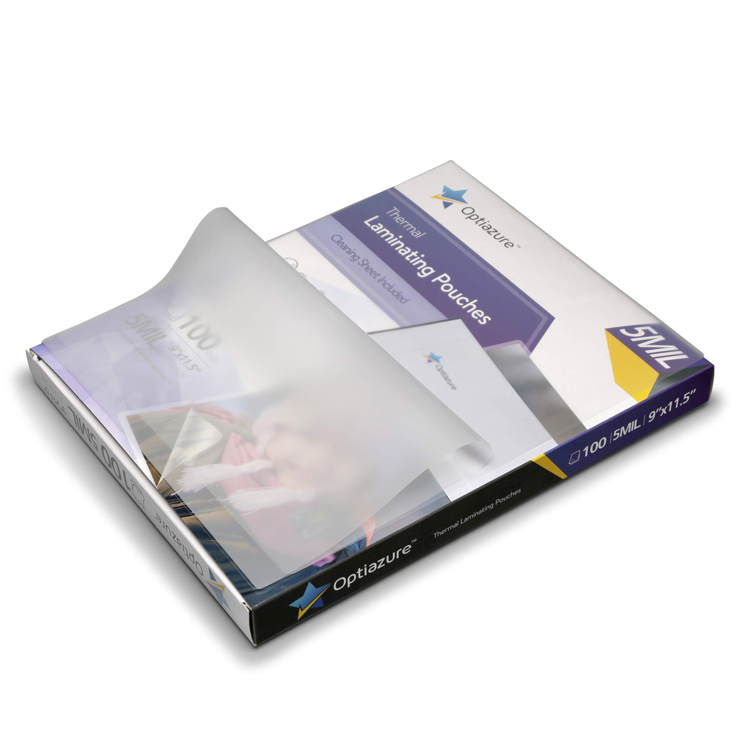 Optiazure Thermal Laminating Pouches 9"x11.5" Inches, 5mil 100Pack, Clear, Letter Size