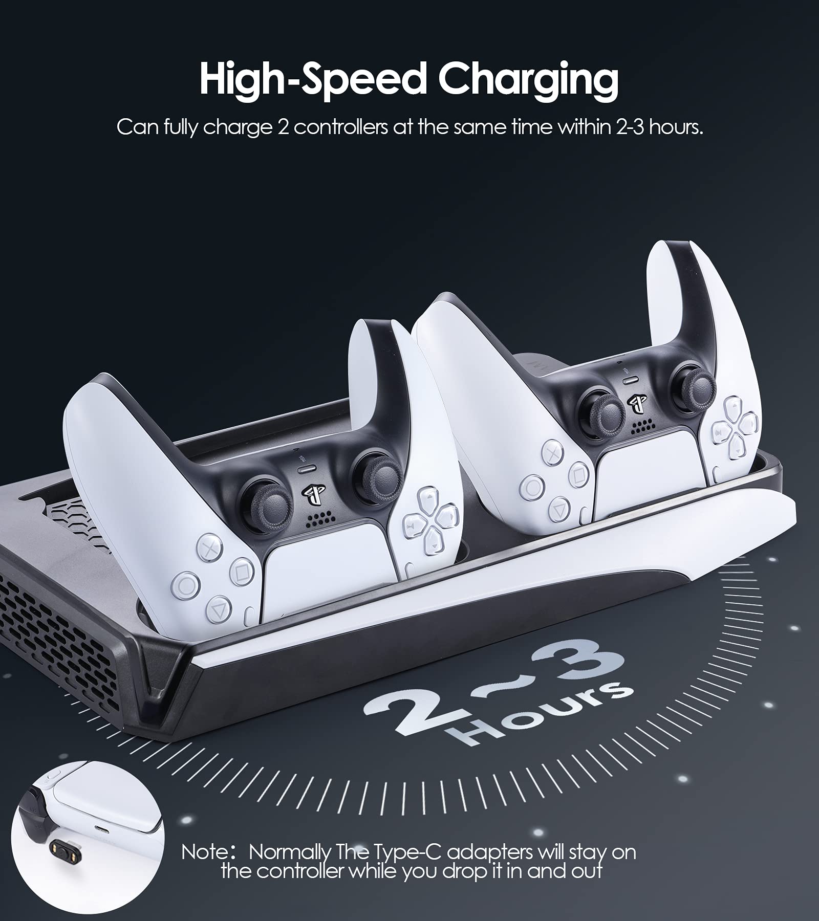 PS5 Stand, CreeZeeStop Vertical Stand with Cooler Fans for PS5 Disc & Digital Editions, with Dual Controller Charger and 12 Games Slots, USB C and 2 USB Ports (USB C Cable Included)