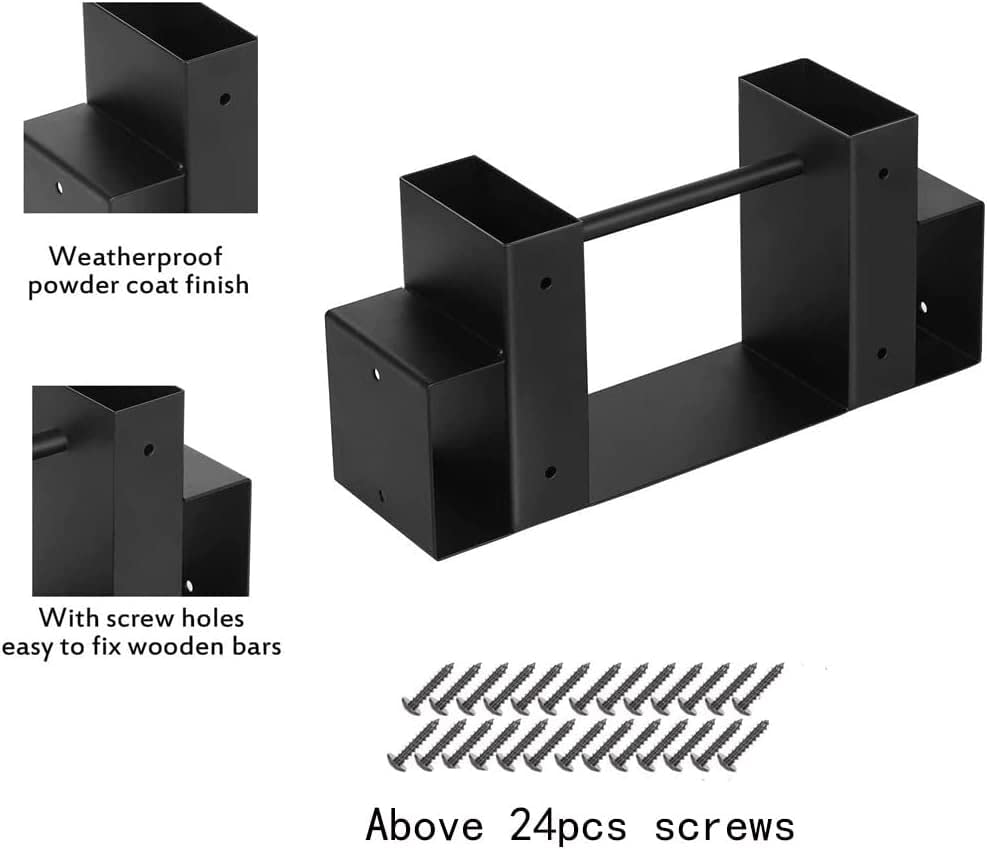 WANLISELL Firewood Log Bracket, 2 Pack Outdoor Firewood Rack Brackets Kit, Adjustable Log Rack Holder for Wood Storage