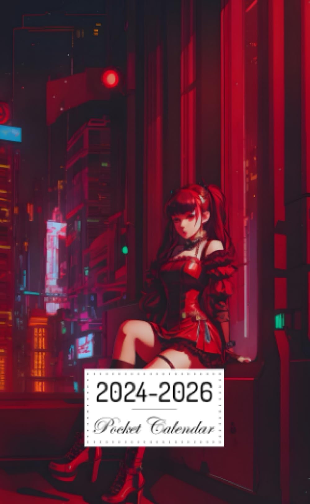 Pocket Calendar 2024-2026: Two-Year Monthly Planner for Purse , 36 Months from January 2024 to December 2026 | Maid rouge Girl sitting wall