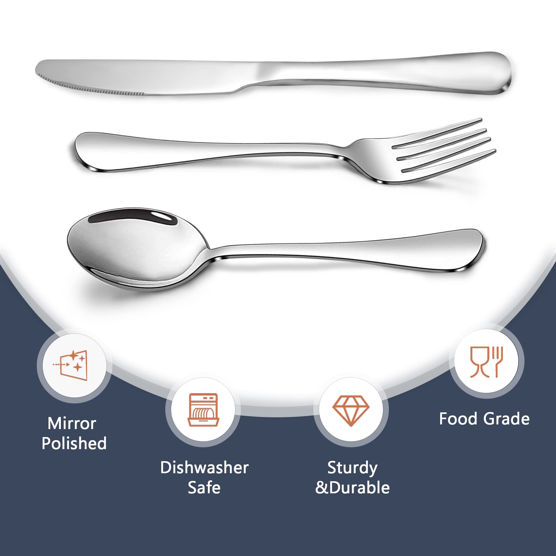 SANTUO 18PCS Dinner Set combo with 6 Dinner Knives, 6 Dinner Forks, 6 Dinner Spoons, Food Grade Stainless Steel Silverware Set for Home, Kitchen and Restaurant, Mirror Polished& Dishwasher Safe