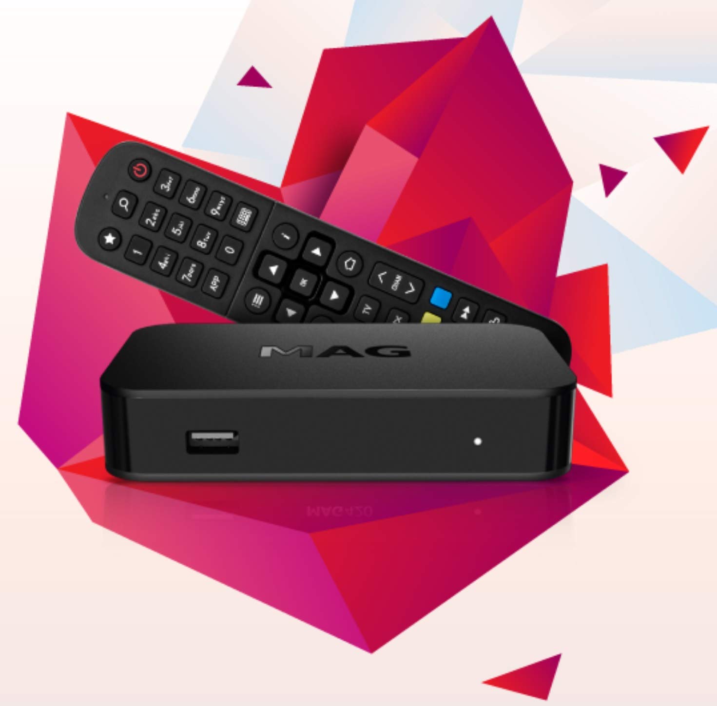 MAG 420w1 4K and HEVC Support, 512 MB RAM, 512 MB NAND, USB × 2 pcs. (3.0, 2.0), Built-in Wi-Fi, Linux OS, HDMI and RCA outputs