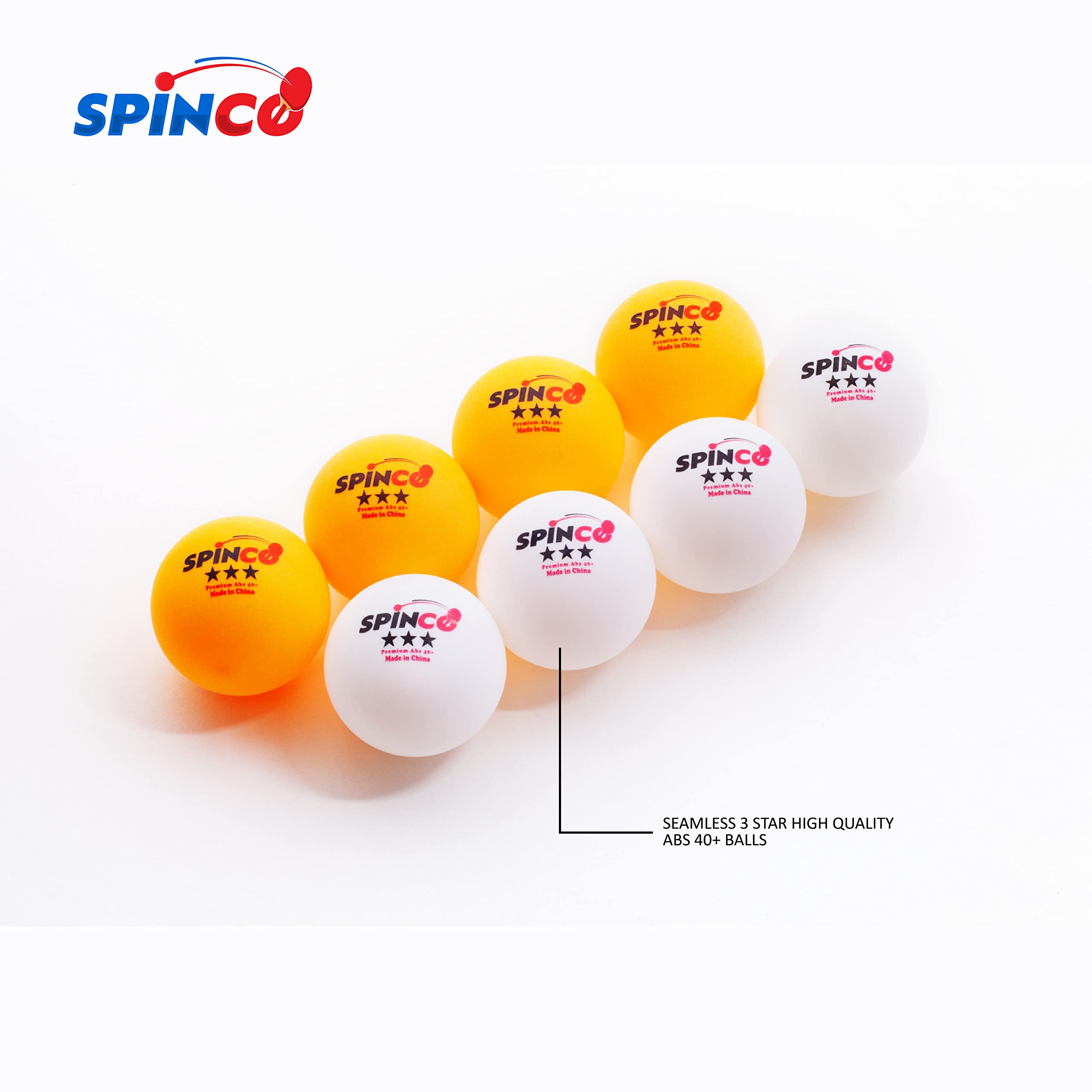 Spinco Carbon Pro Ping Pong Paddle Set of 4 | 2 Layer Carbon Blade with 5 ply Wood | Eight 3-Star Premium 40 + ABS Balls | Beautiful Storage Case.